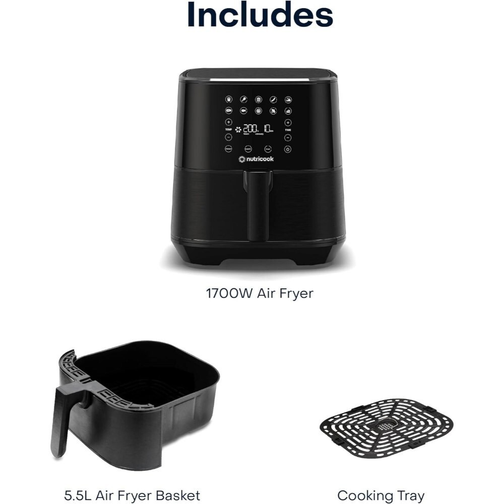Nutricook 5.5L Air Fryer 2, High-Performance Digital Air Fryer with ...